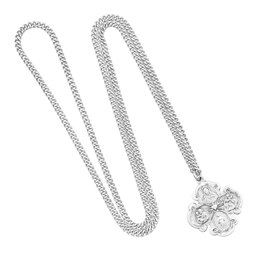 Sterling Silver Four Way Combination Medal Pendant Necklace, 24 ...